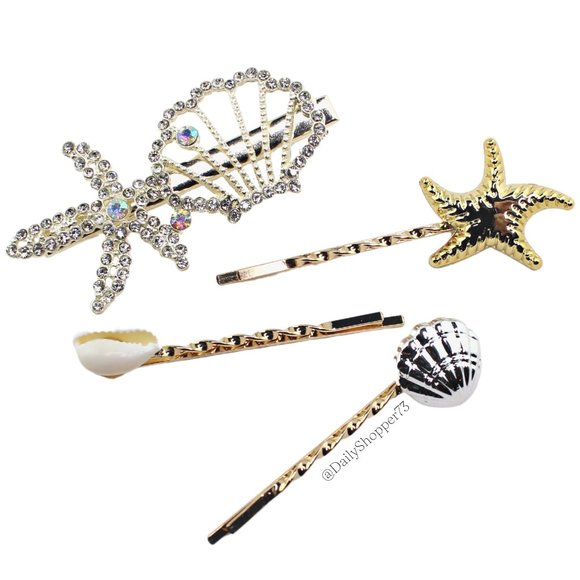Accessories | Womens Beachy Seashell Starfish Hair Pins Barrette Set Of ...
